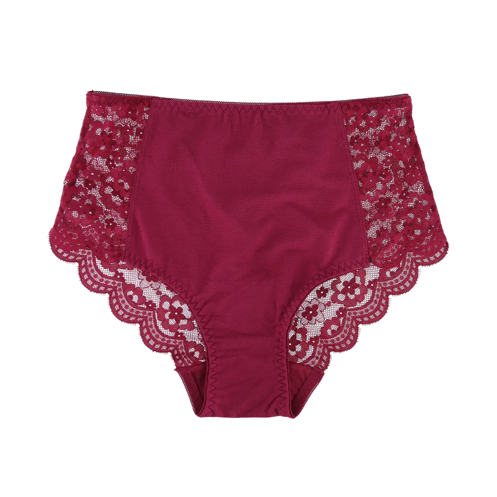 Anne Mid Waist truse - Mørk rød – Careless